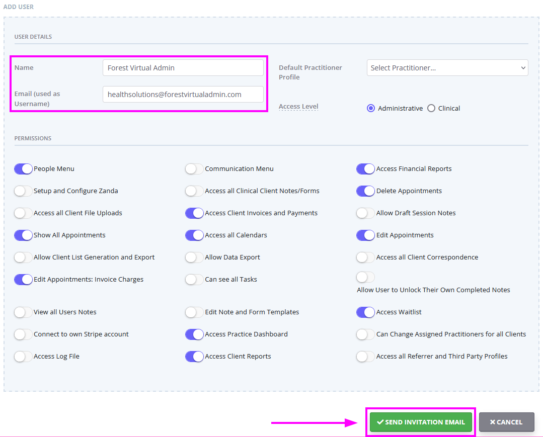 Managing Linked Zanda Accounts